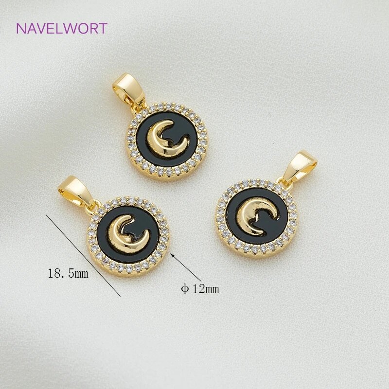 Подвески луна звезда, 18k gold plated, цирконий, 3шт