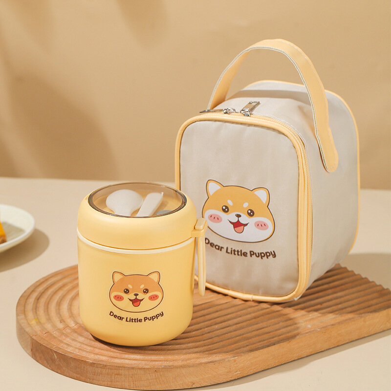 Ланч бокс детский с термосумкой, цвет желтый, картинка корги