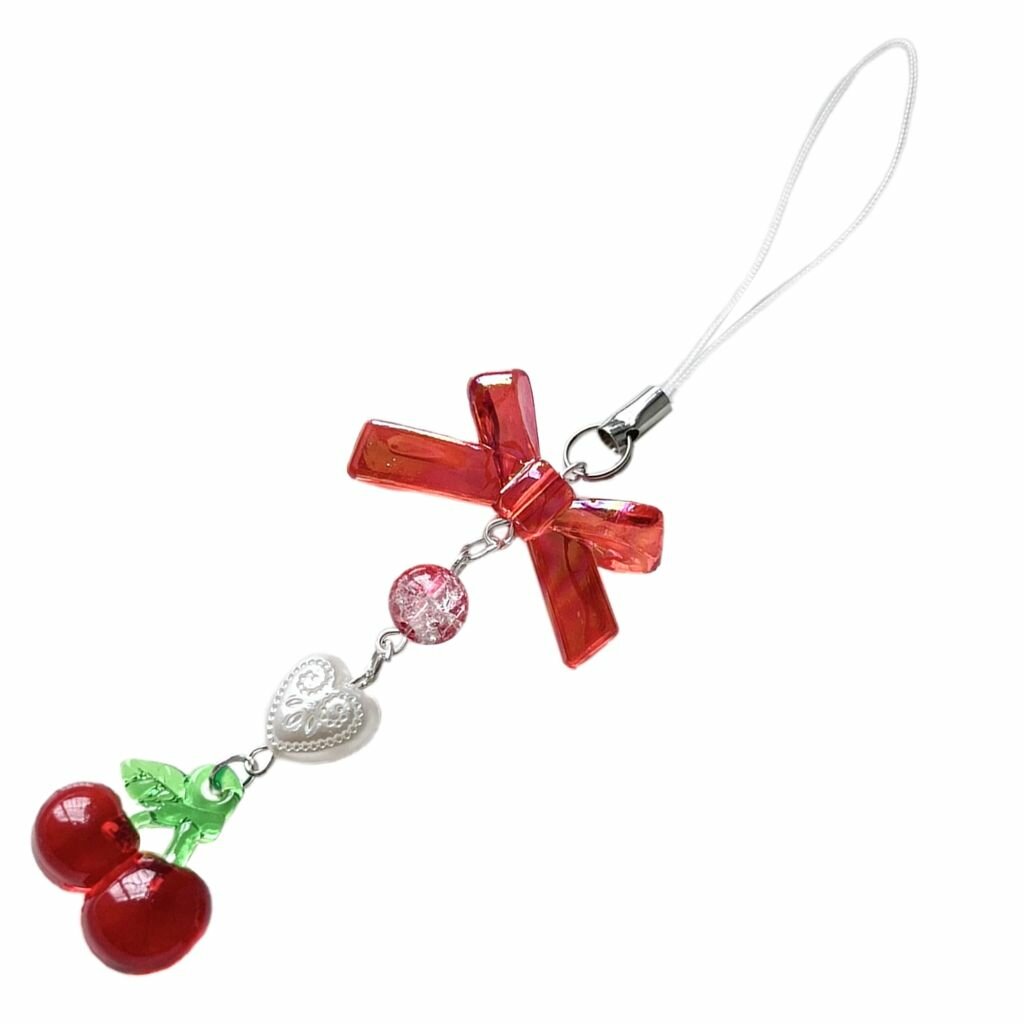 Брелок для телефона с вишней, красный - Вишневый