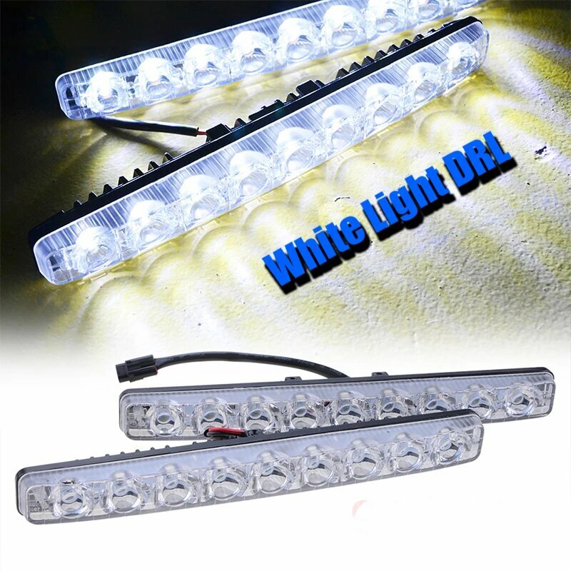 Дневные ходовые огни, 9 светодиодный, 12 В, противотуманные фары, указатель поворота, универсальные индикаторные лампы, белый и янтарный цвета, автомобильные аксессуары Cold White DRL