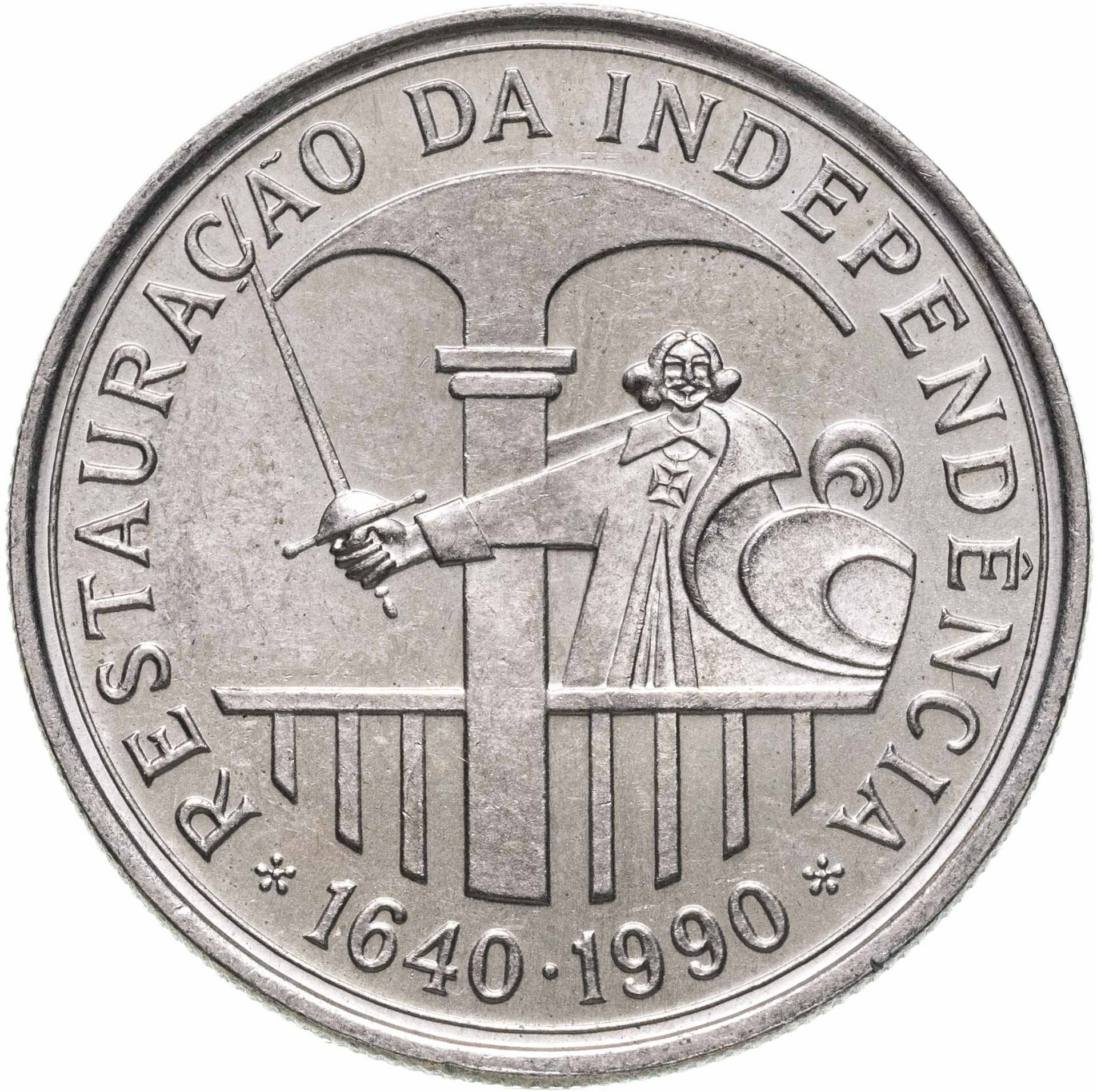 Португалия 100 эскудо 1990 "350 лет со дня восстановления португальской независимости", Мельхиор медь-никель, в сохранности UNC