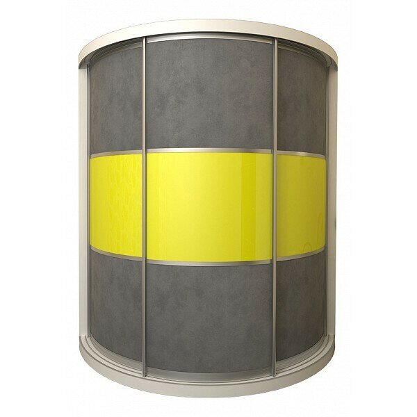 Радиусный шкаф-купе DoorDoor-10 белый / бетон лофт грей, желтый 200x200х75 см, цвет на заказ