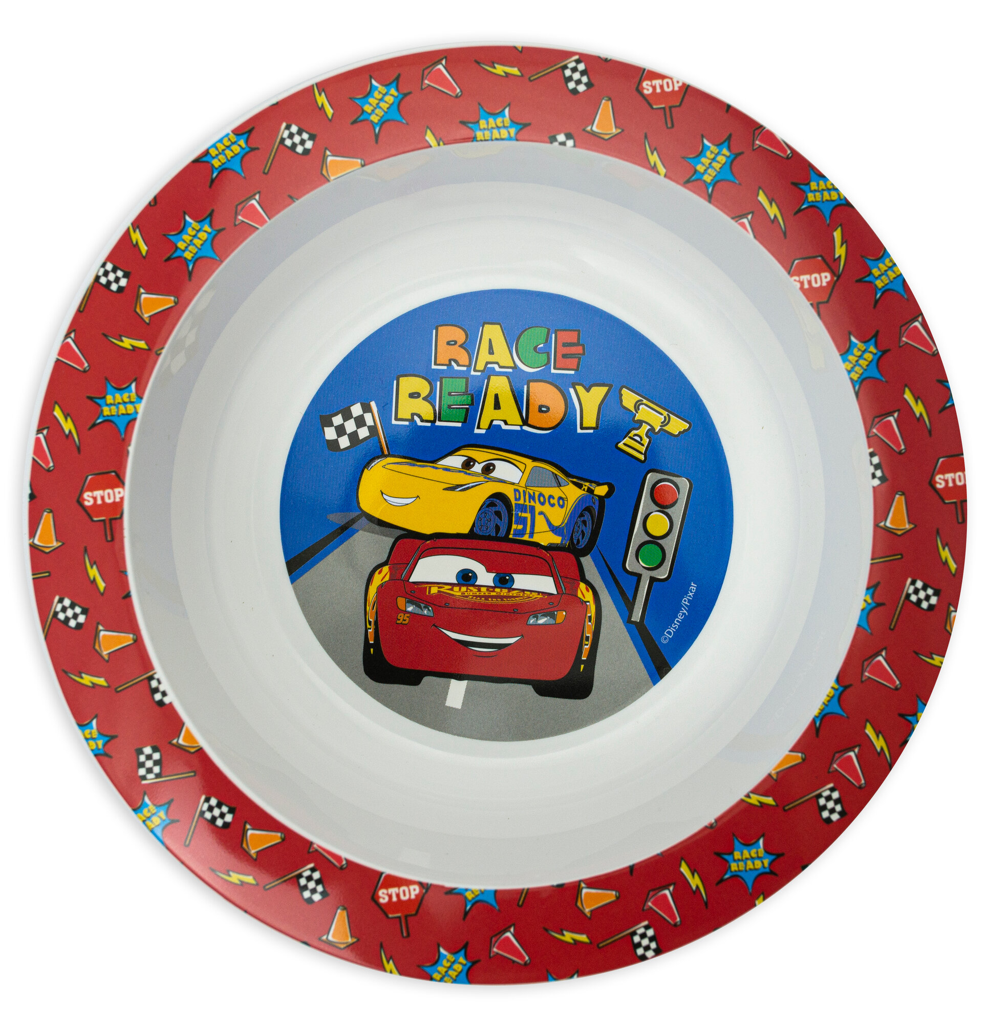 Тарелка для кормления, Тарелка детская пластиковая, 22 см, для СВЧ. Тачки. Будет гонка!