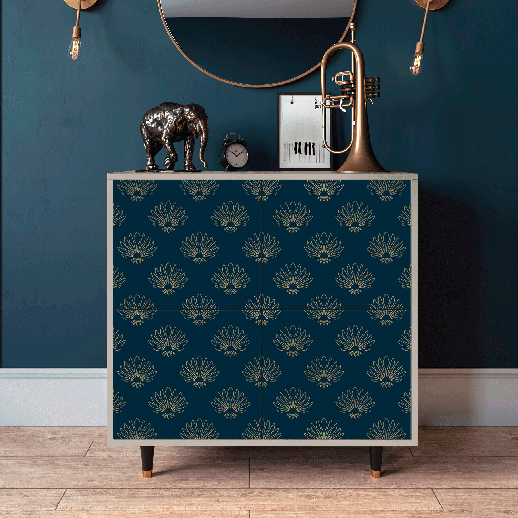 Комод - STORYZ - BS3 Blue Lotus, Размер - 94 x 96 x 48 см, Цвет корпуса - Сатин
