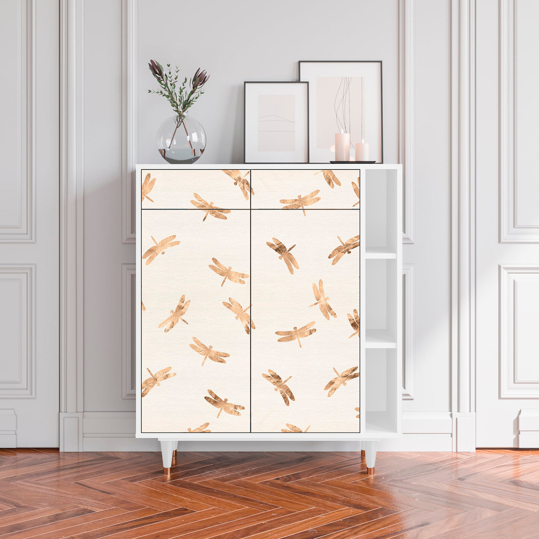 Комод - STORYZ - BS6 Nude Dragonflies, Размер - 94 x 110 x 41 см, Цвет корпуса - , Белый