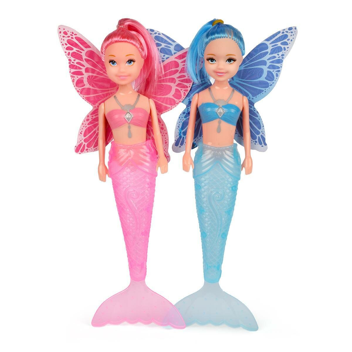 Кукла-русалка с крыльями феи, 2 шт в наборе, розовая/голубая, аксессуары в комплекте