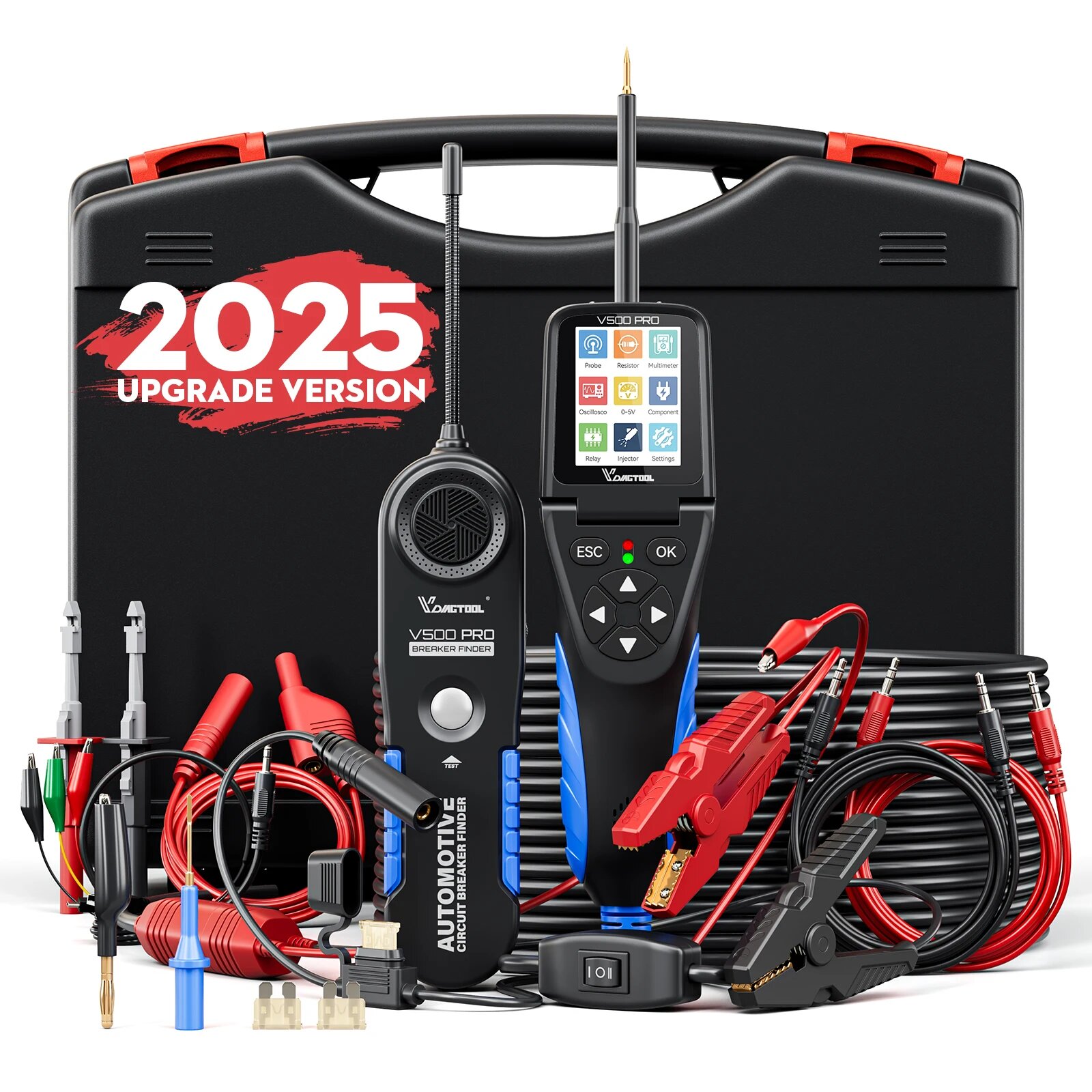 Автомобильный тестер цепей VDIAGTOOL V500PRO 9V-30V с кабелем 30 футов/9 м, пробник питания для автомобильных цепей, анализатор цепей питания