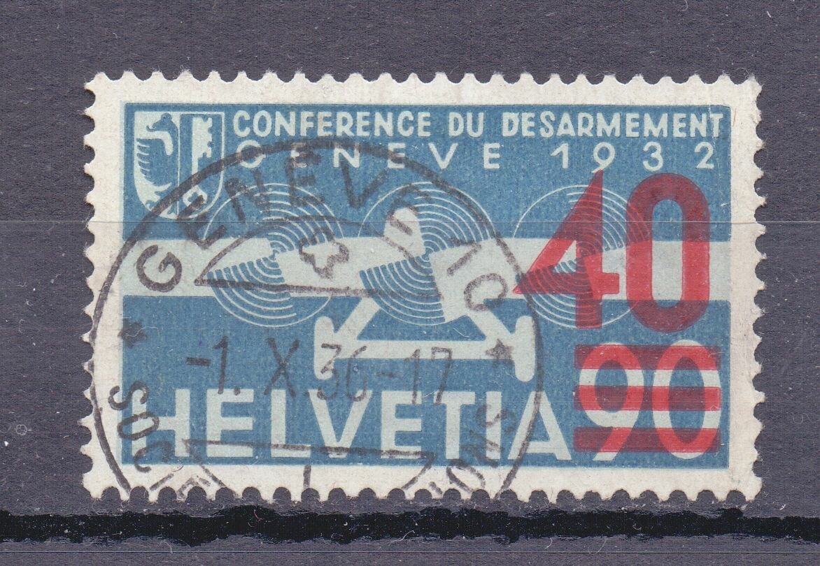 Почтовая марка Швейцарии 1936 год. Редкость! Надпечатка 3-й тип на марке 1932 года. Состояние отличное.