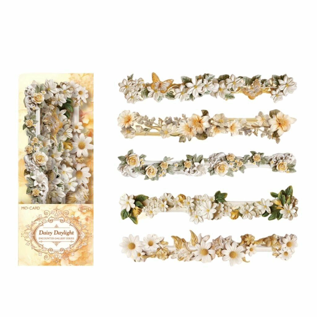 Длинные наклейки для журнала с цветочным оформлением - Daisy Sunlight
