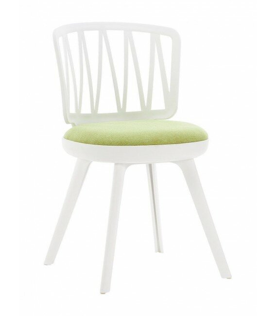 DC275 Стул пластиковый, каркас Белый, подушка Зеленая