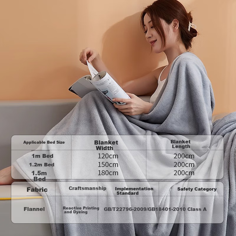 Yalu&Freedom A Class Flannel Thickened Nap Blanket Winter Single Blanket 150x200cm Mercury Grey