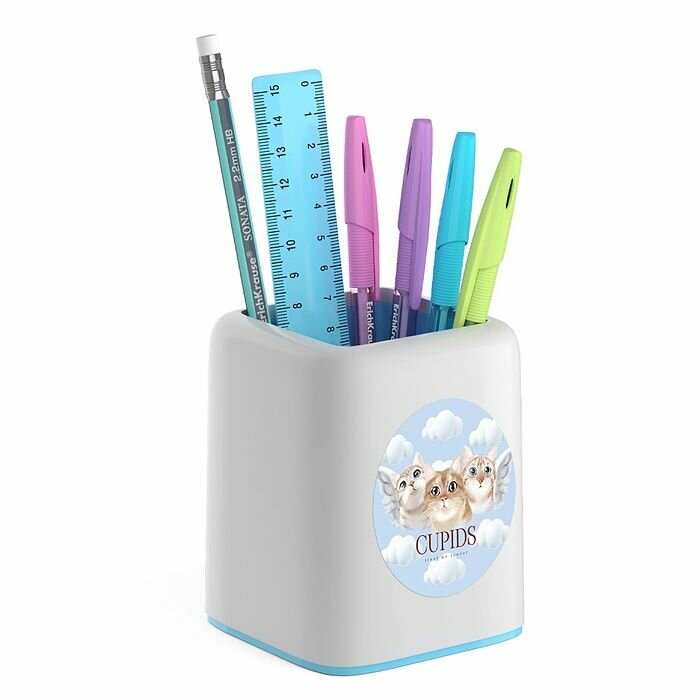 Набор настольный Erich Krause "Forte", Cupids, пластиковый, белый с голубой вставкой (57979)