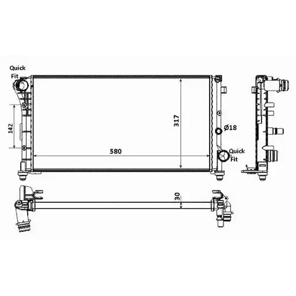 NRF 58237 (46798743 / 51729373 / 51759806) радиатор системы охлаждения Fiat (Фиат) panda 1.1 04-
