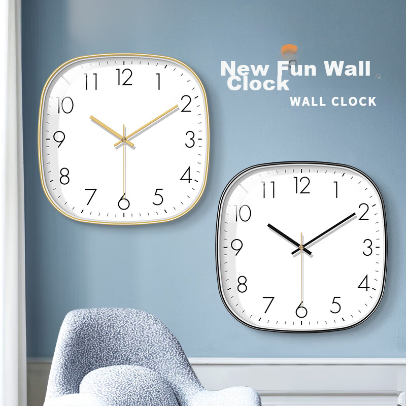 BBA Wall Clock, Square, for Living Room, Creative And Simple, for Classroom And School, Electronic Quartz Clock, Piano Black, 30cm