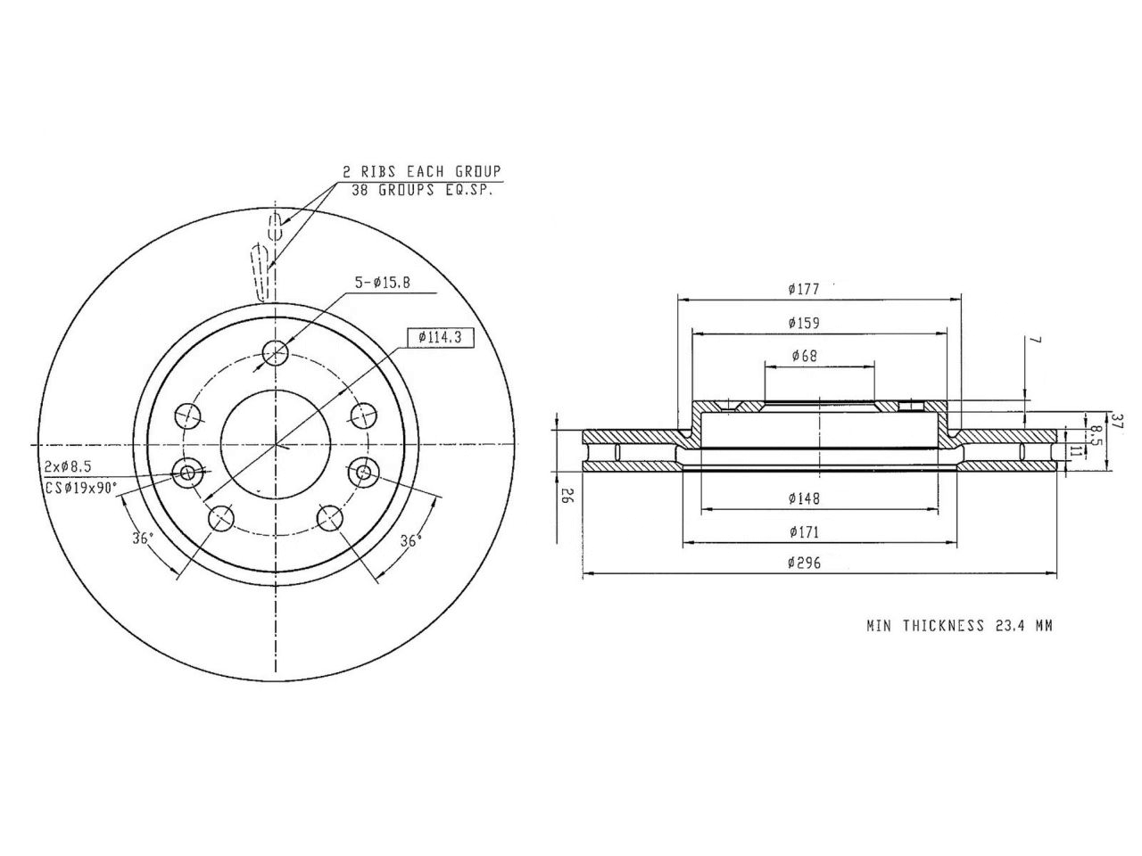 UNIO BRD-20594 (402062000R / 402066RN0A / A4204211800) диск тормозной передний Nissan (Ниссан) qashqai (Комплект 2 штуки)