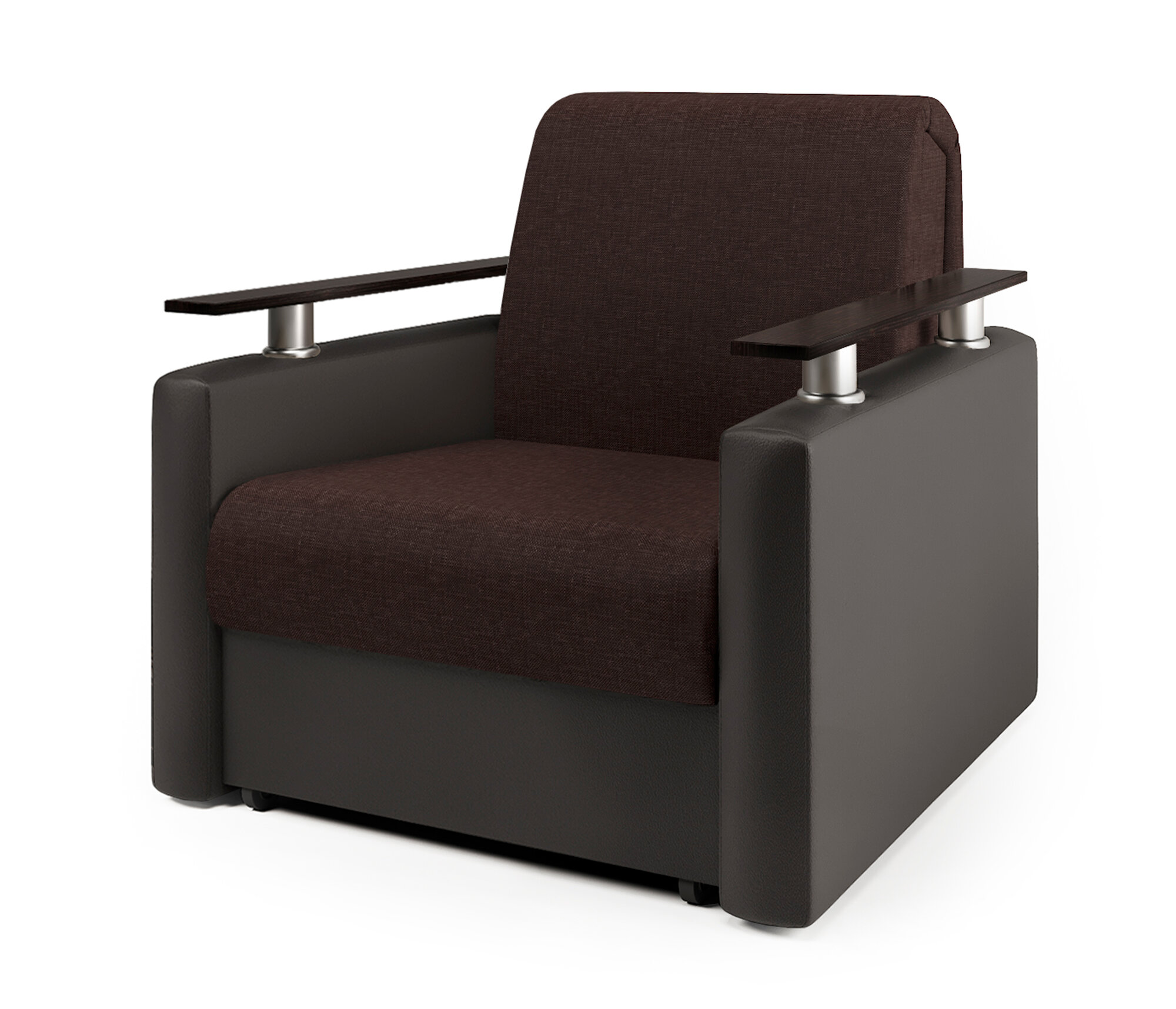 Кресло-кровать Шарм-Дизайн Шарм 70х194 см, аккордеон, раскладное кресло, рогожка шоколад и экокожа шоколад