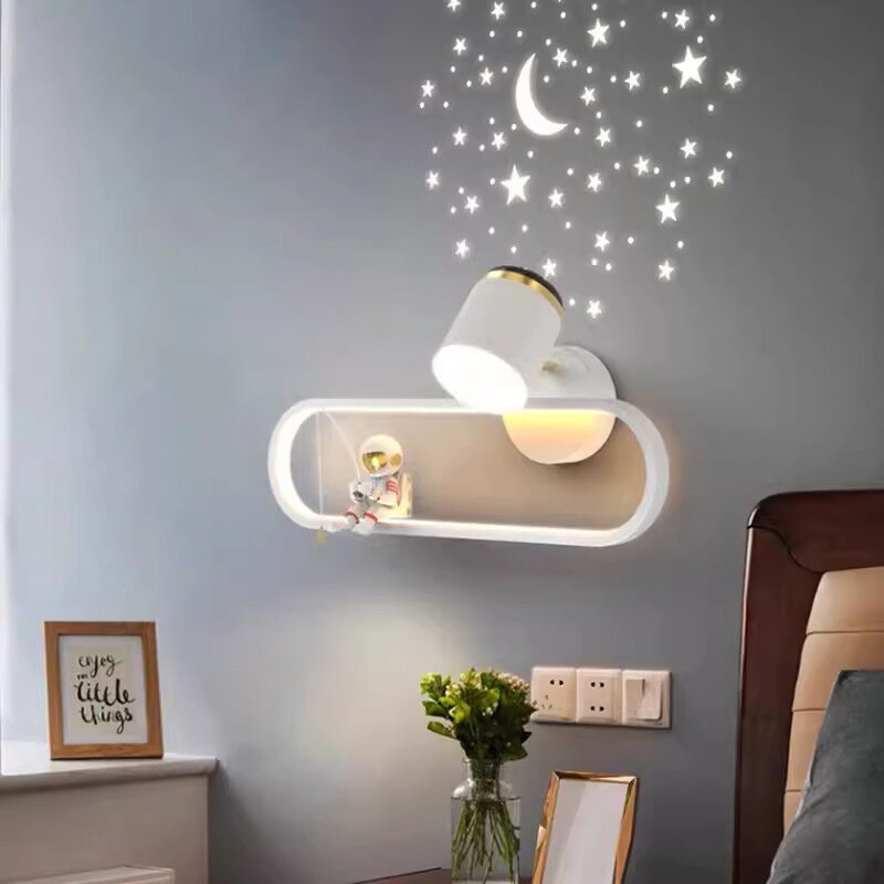 Настенный светильник для детской комнаты в виде космонавта, с абажуром из органического стекла и светодиодной подсветкой