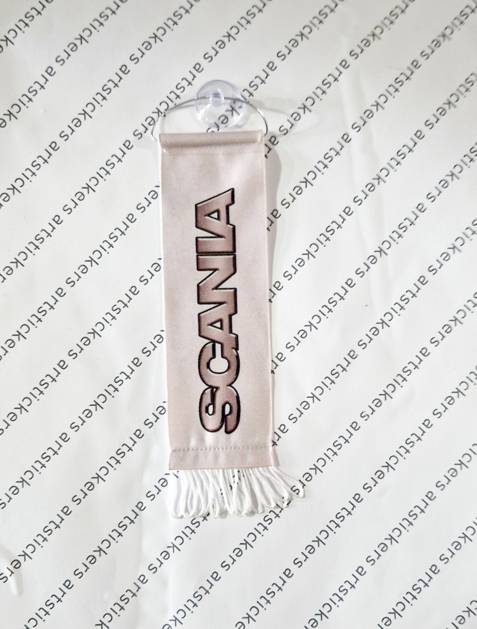 Вымпел SCANIA + девушка, двусторонний на присоске, ткань, аксессуар для авто, 5.5х20см