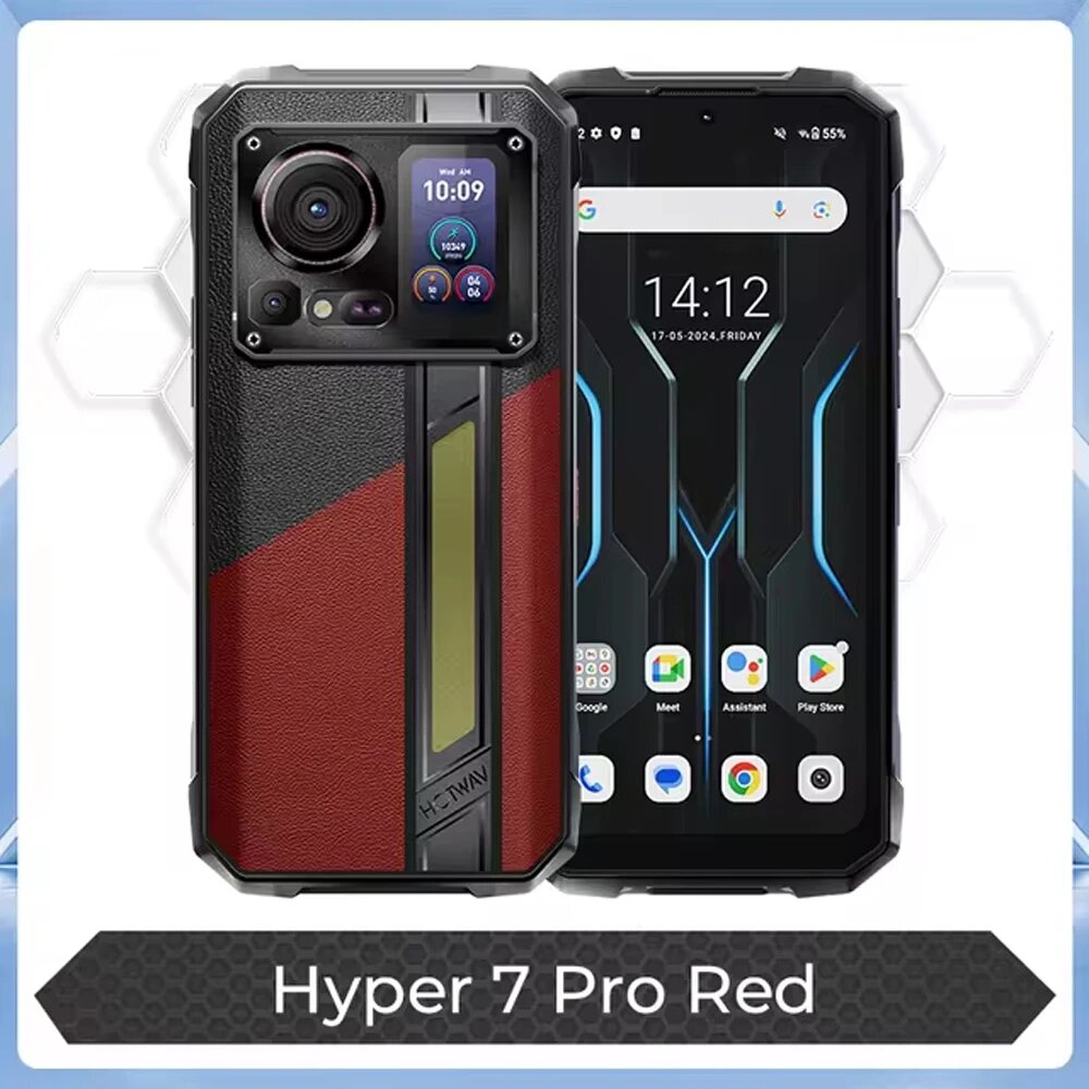 HOTWAV Hyper 7 Pro,36 (16+20)Гб+ 256 Гб,5G Прочный, 1080 мАч, 6,6 дюйма FHD+ 120 Гц, камера 200 МП, 33 Вт, NFC, Android 14, глобальная версия Global Version, Красный, Hyper 7 Pro Red
