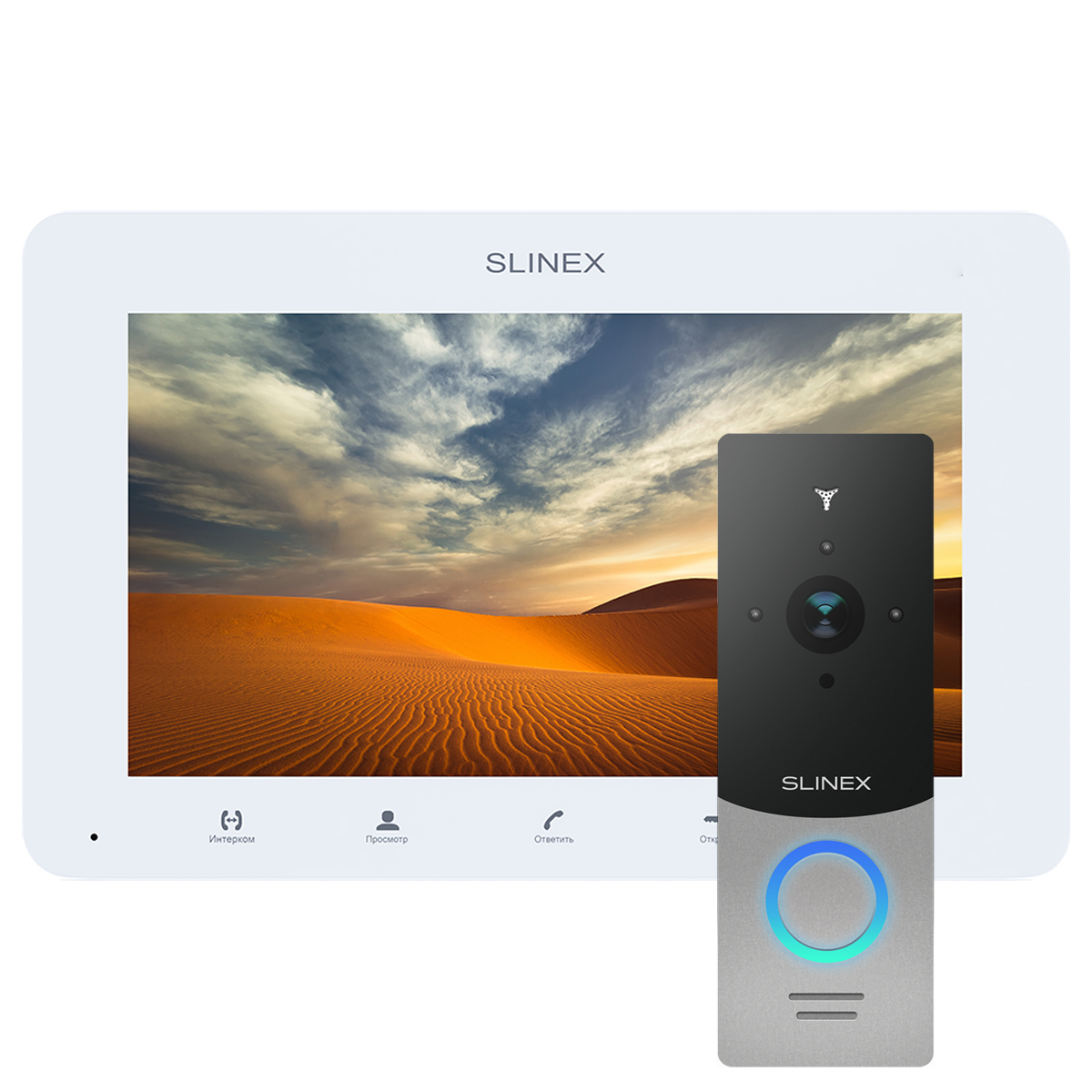 Видеодомофон Slinex SM-07MHD (белый) комплект для квартиры или дома с панелью ML-20HD (серебро с черным)