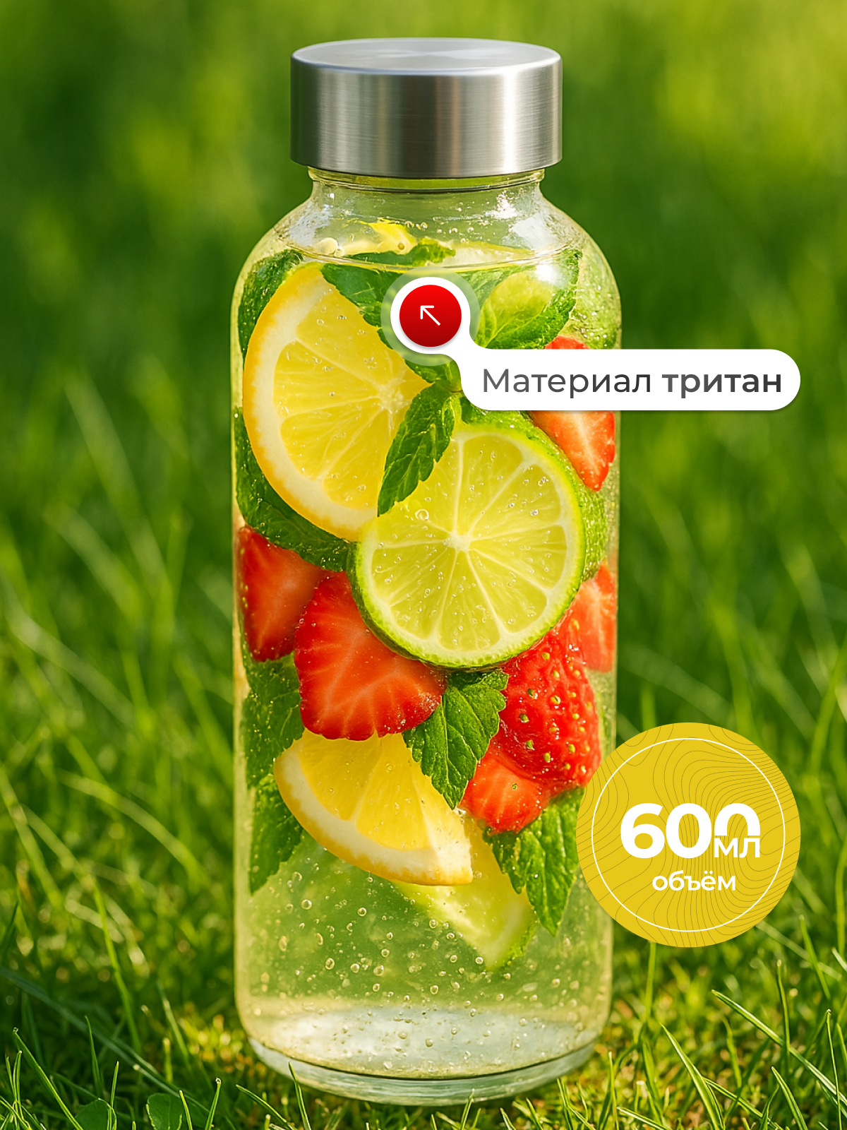 Бутылка для воды Oasis «Rill» 600 мл, тритан, винтовая, прозрачный