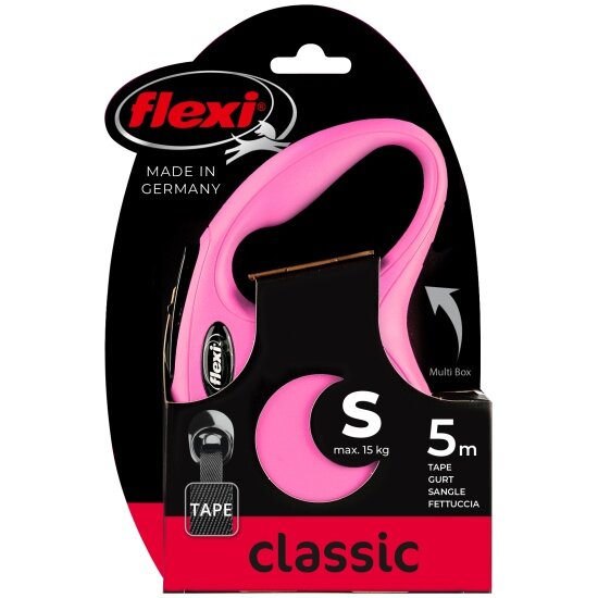 Поводок-рулетка Flexi New CLASSIC S, 5 м, 15 кг, розовый