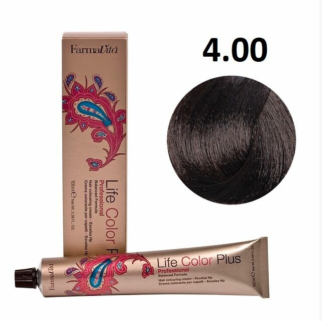 Крем-краска для волос Farmavita Life Color Plus 4.00 насыщенный каштановый, 100 мл