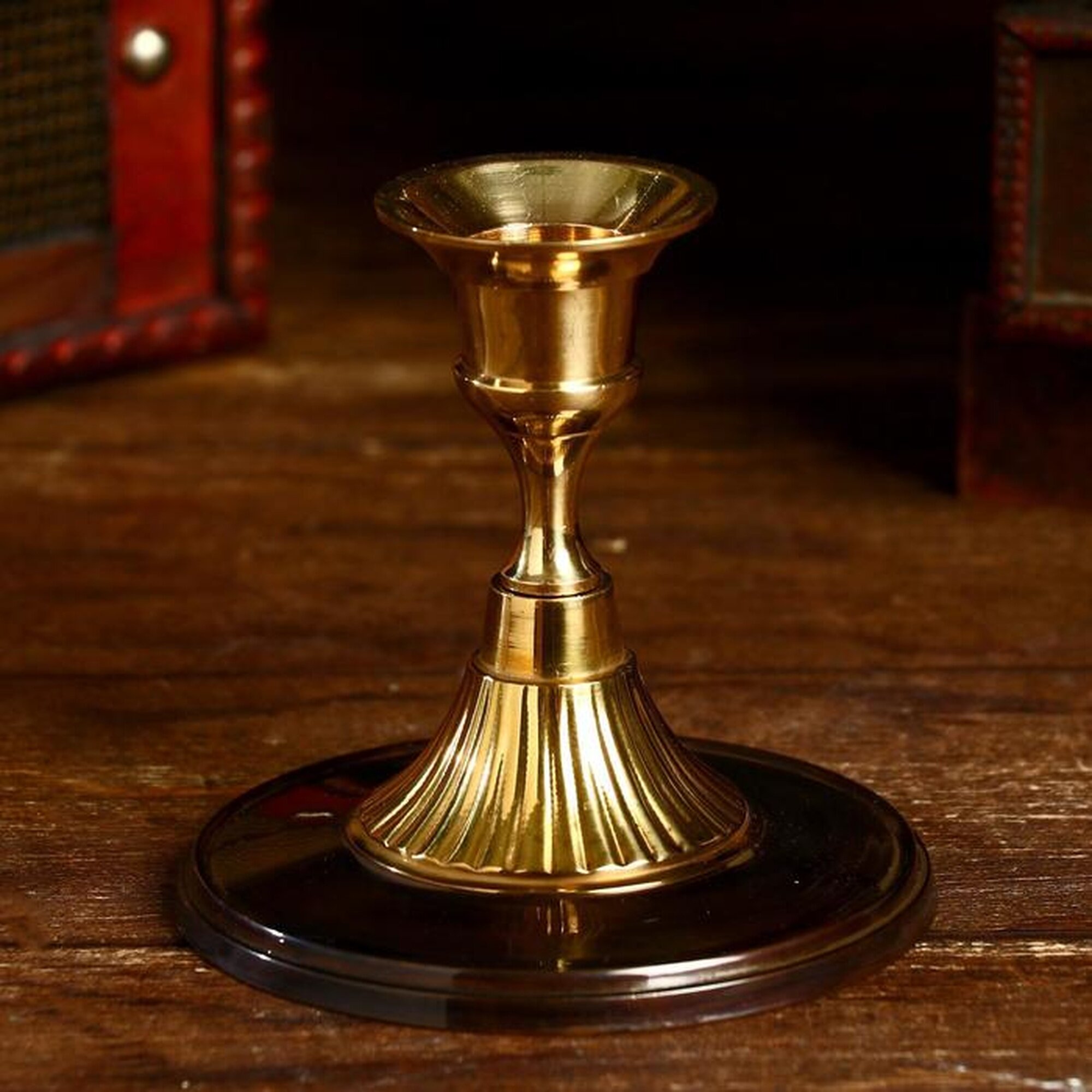 Подсвечник Сима-ленд "Таврия", настольный, металл, золотистый, 9x9x9 см