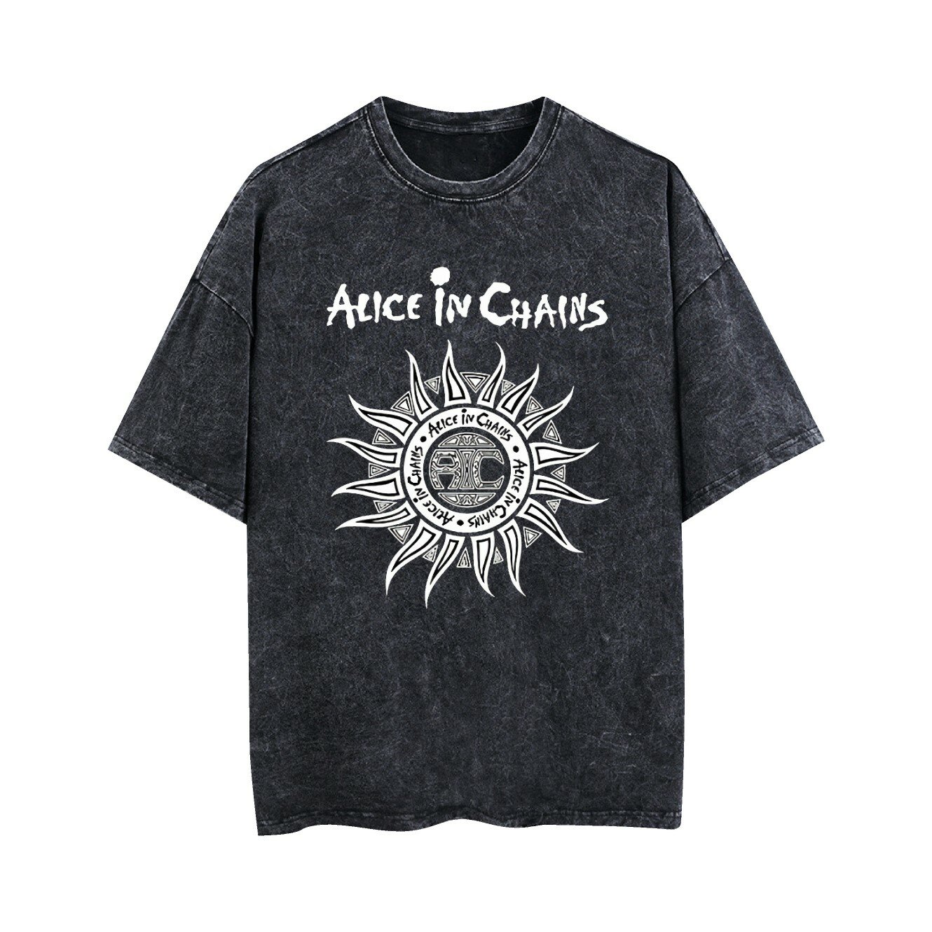 Ретро-футболка Alice In Chains Sun Черный ретро-костюм с коротким рукавом