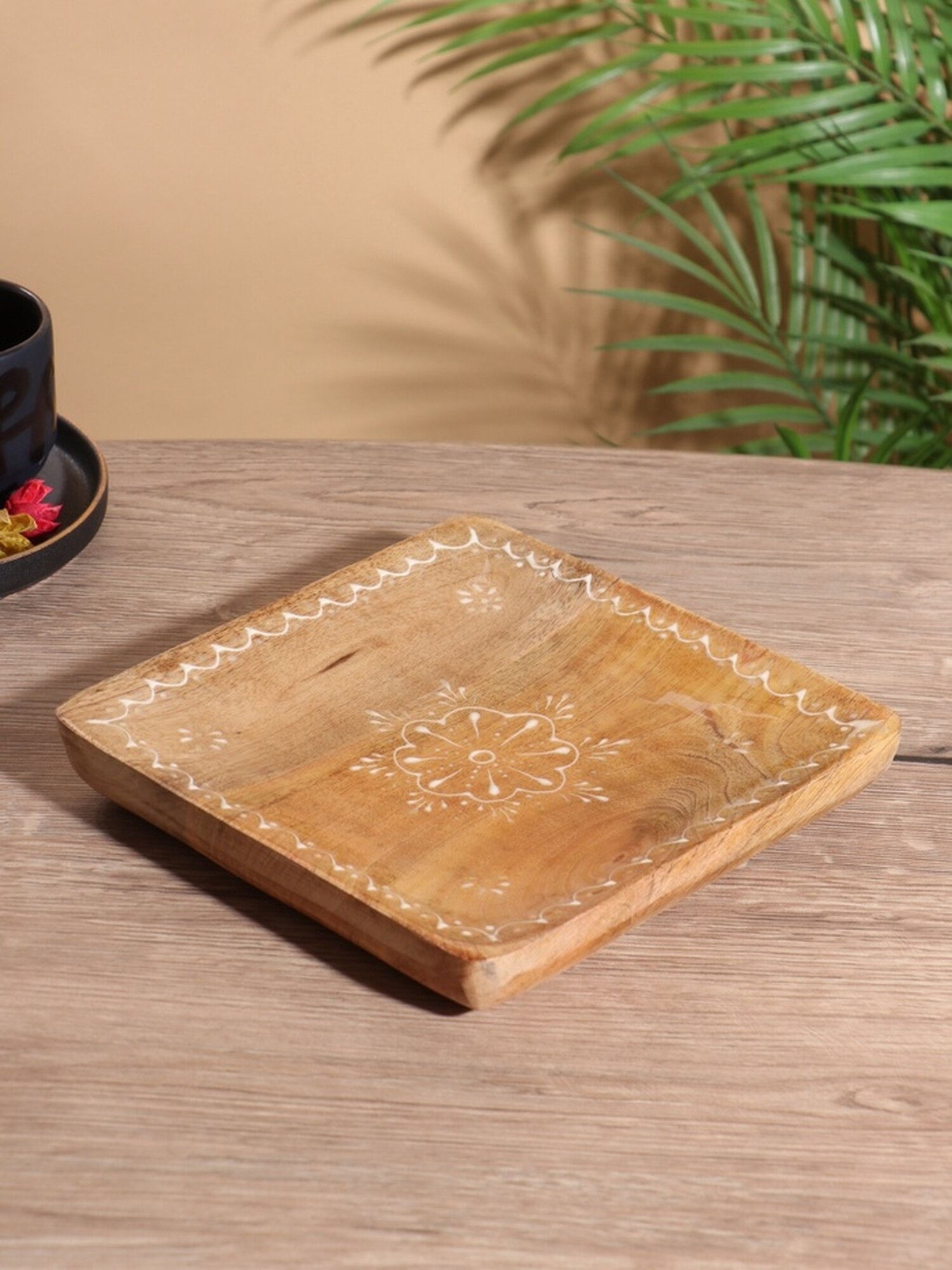 Блюдо Сима-ленд «Звезда», дерево манго, квадратное, бежевое, 20,5×20,5 см