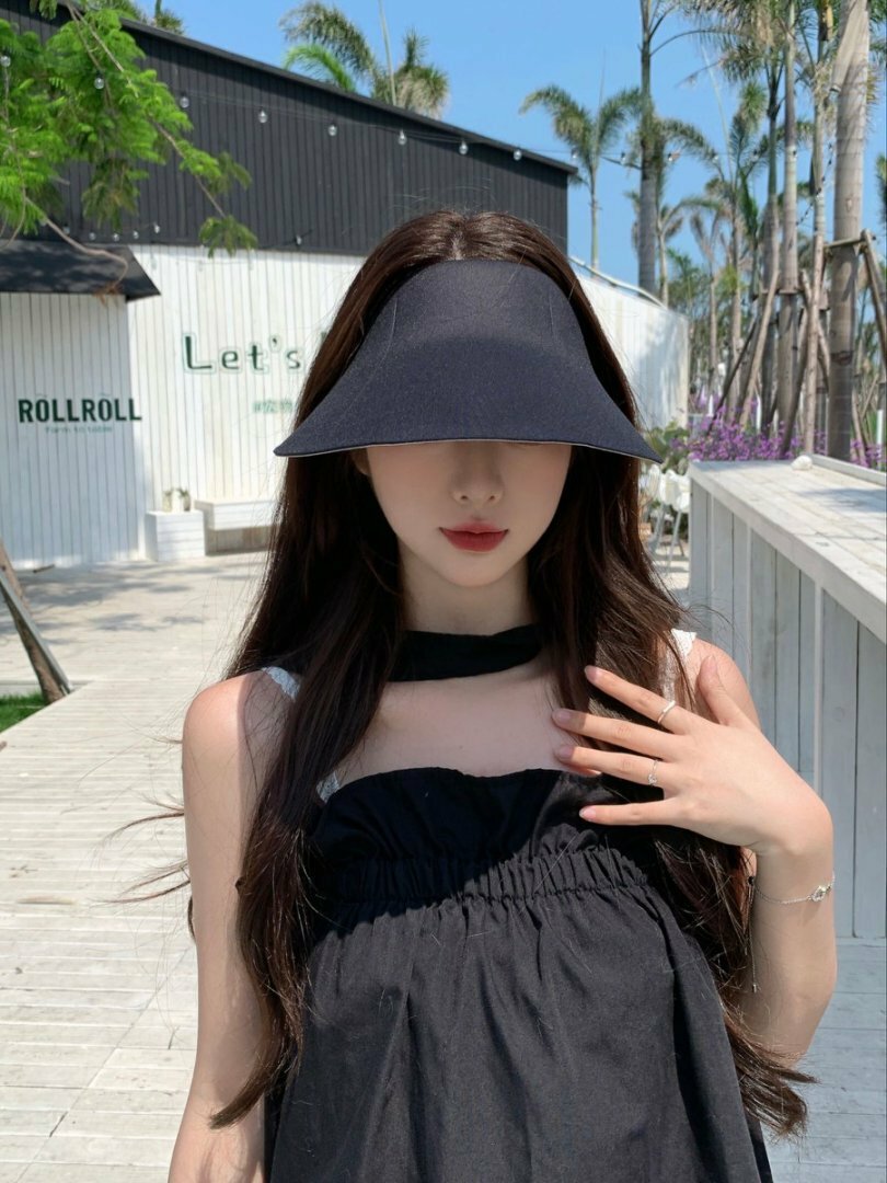 Шляпа, солнцезащитная, черная, с большими полями