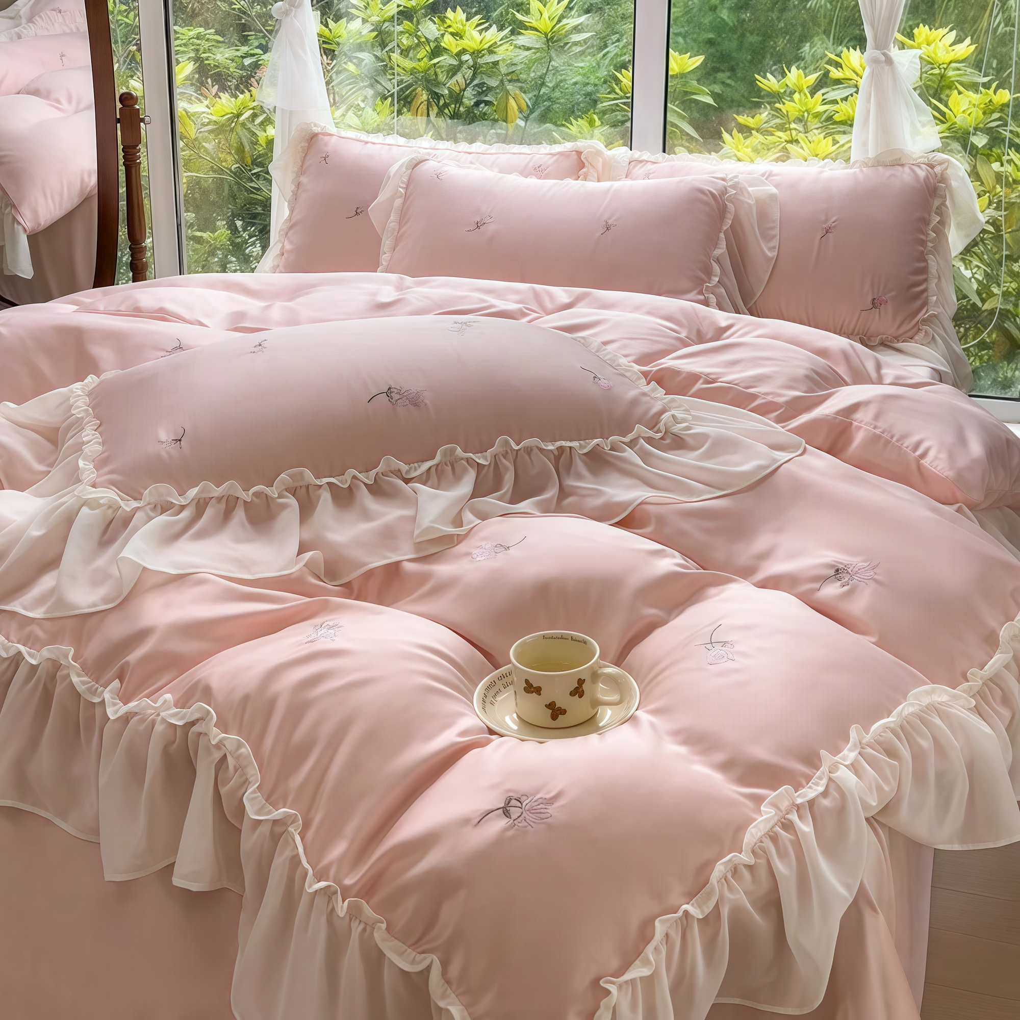 Постельное белье "fense", атлас, вышивка, 100% растительные волокна200*230cm