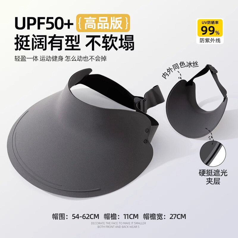 Шляпа солнцезащитная, женская, ультралегкая, бесшовная, UPF50+, серая