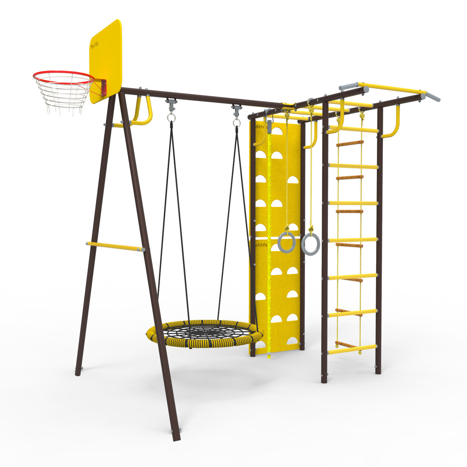 Уличный спортивный комплекс для дачи УДСК-6.1 "Тарзан Мини" с качелями гнездо