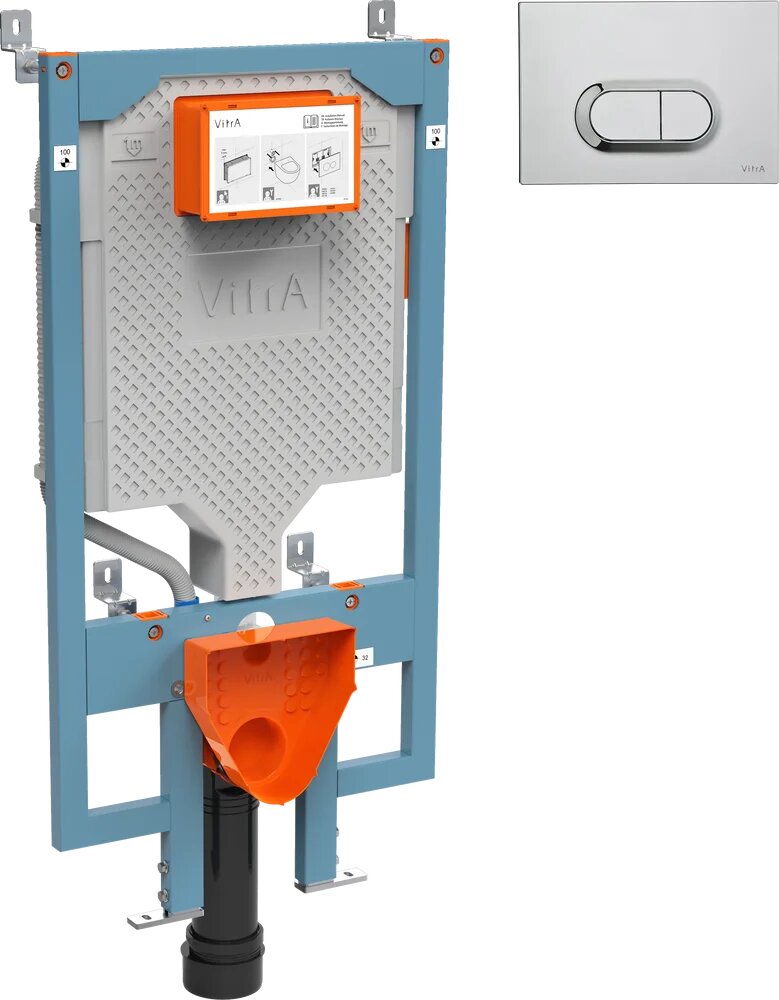 Комплект Инсталляция VitrA Vpro 765-5800-01 / Кнопка 740-0940 цвет сталь
