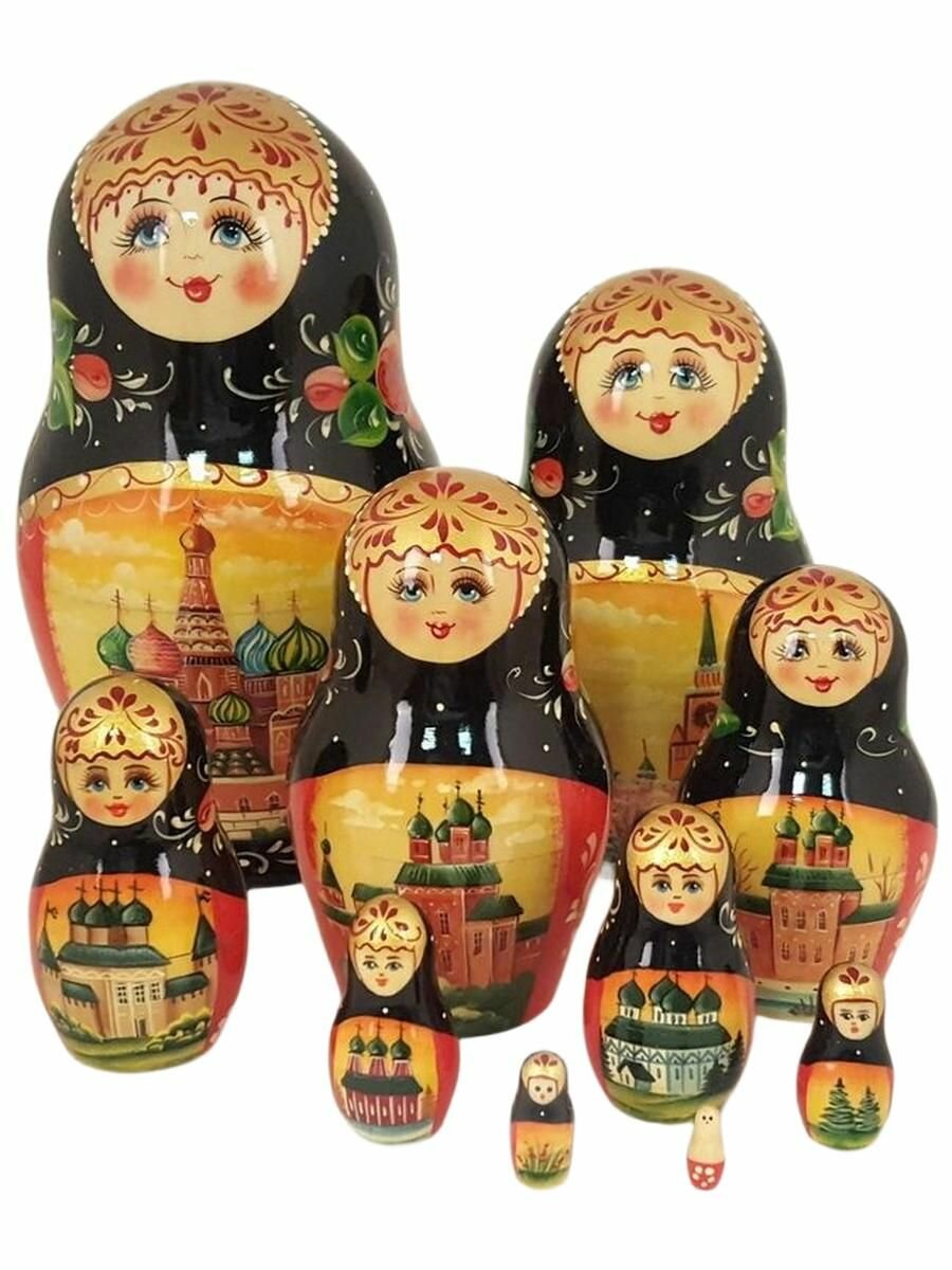 Матрешка авторская 10 предметов "Узор" (63)-2, Вятская матрешка, ручная авторская работа