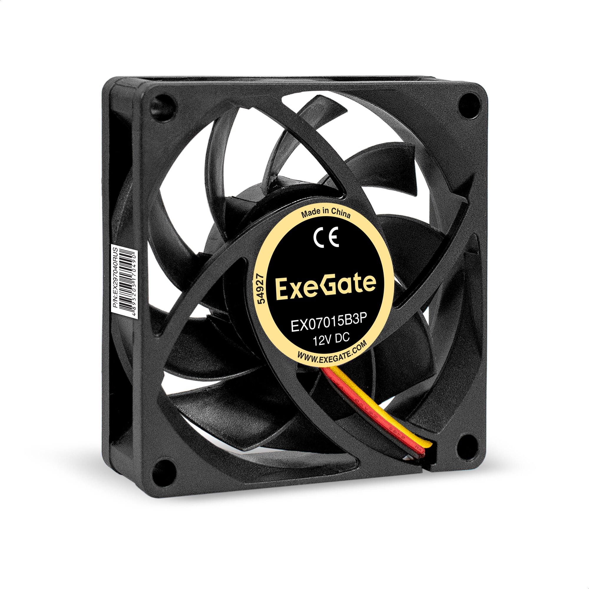 Вентилятор 12В DC ExeGate EX07015B3P (70x70x15 мм, 2-Ball (двойной шарикоподшипник), 3pin, 2500RPM, 23dBA) EX297040RUS