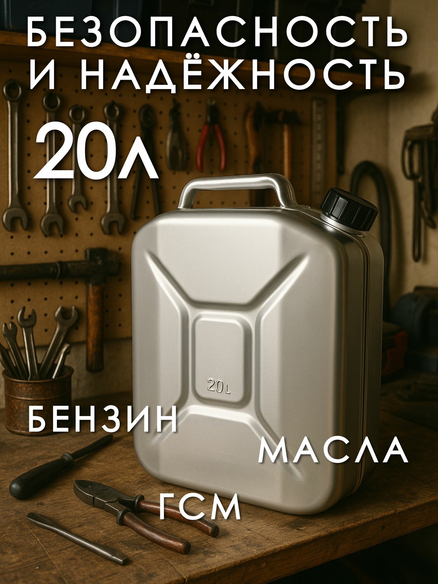 Канистра алюминиевая 20 литров для ГСМ, лёгкая и удобная