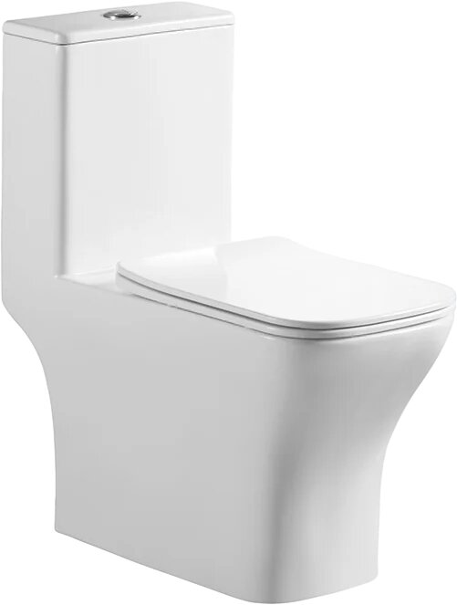 Унитаз-моноблок напольный BelBagno Neon BB8617CPR-MN/SC с микролифтом, безободковый, антивсплеск, фарфоровый, белый, глянцевый, прямоугольный, с нижним подводом, сиденье для унитаза в комплекте