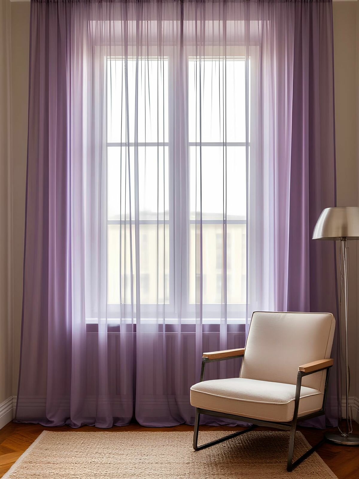 Тюль Кружева Сирень высота 240 см, ширина 270 см, крепление - Лента