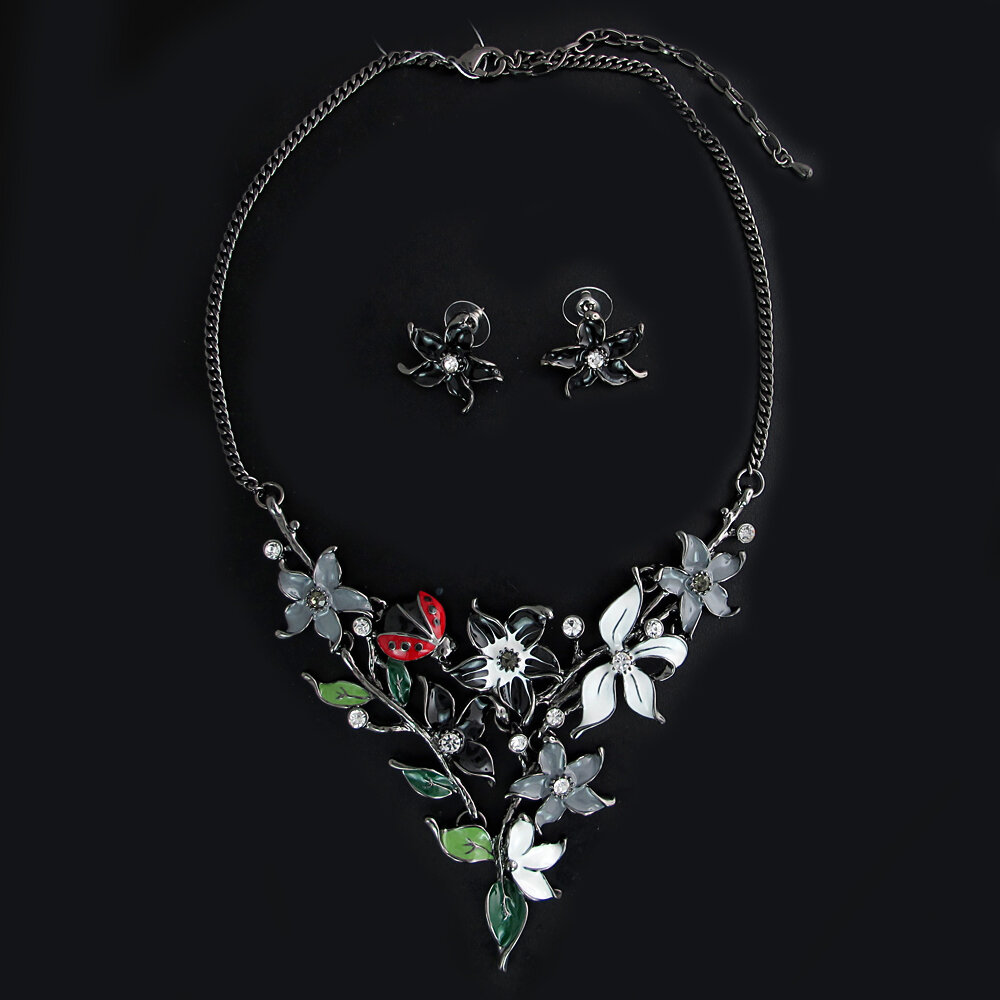 Комплект бижутерии, кристалл, эмаль