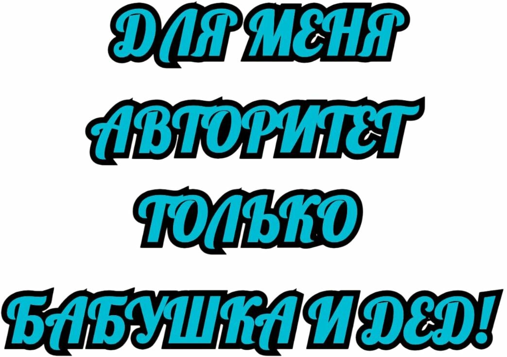 Термонаклейка на одежду "для меня авторитет только бабушка И ДЕД" Голубой 12,5см*9см