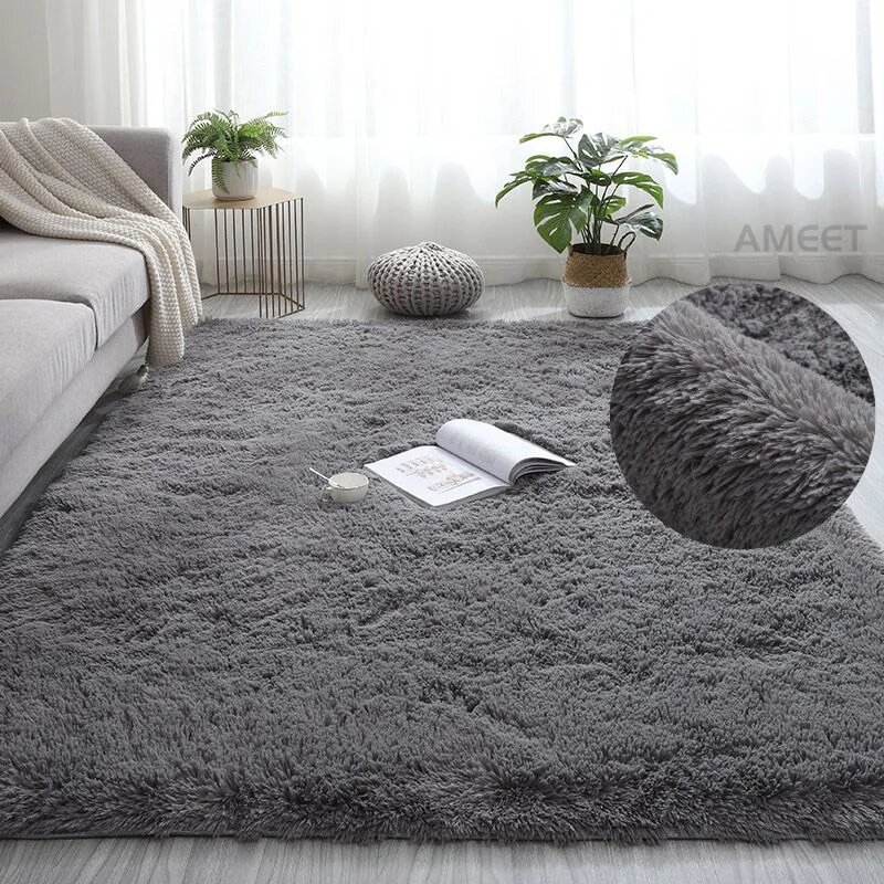 TAACAS Однотонный пушистый ковёр из полиэстера Серый, 80x160cm, 04
