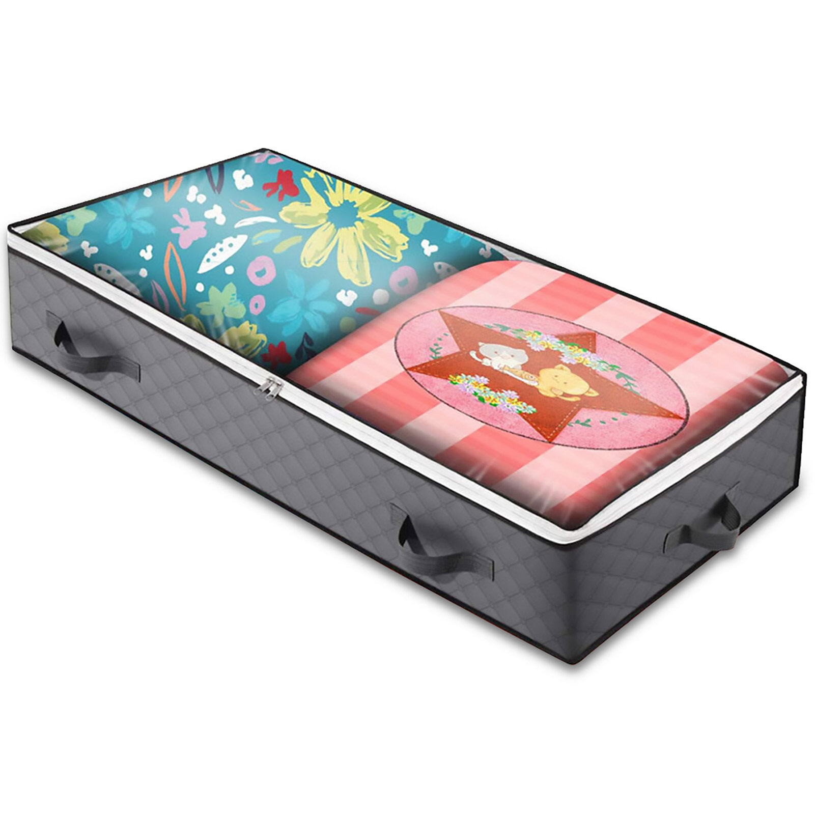 Сумка для хранения под кроватью для хранения одежды, одеял и обуви, 3 слоя нетканого материала, 1 упаковка - 40 x 20 x 6 дюймов (темно-серый)