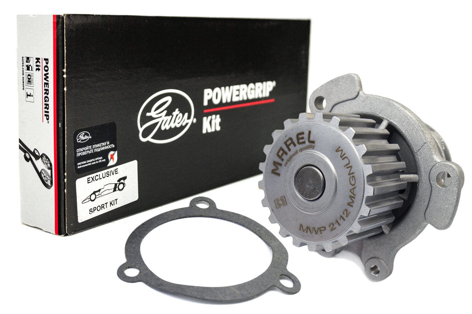 Усиленный комплект ремня ГРМ GATES с помпой Marel Magnum Turbo образца 2112 для 16-клапанных ВАЗ 2110-2112, 2113, 2114