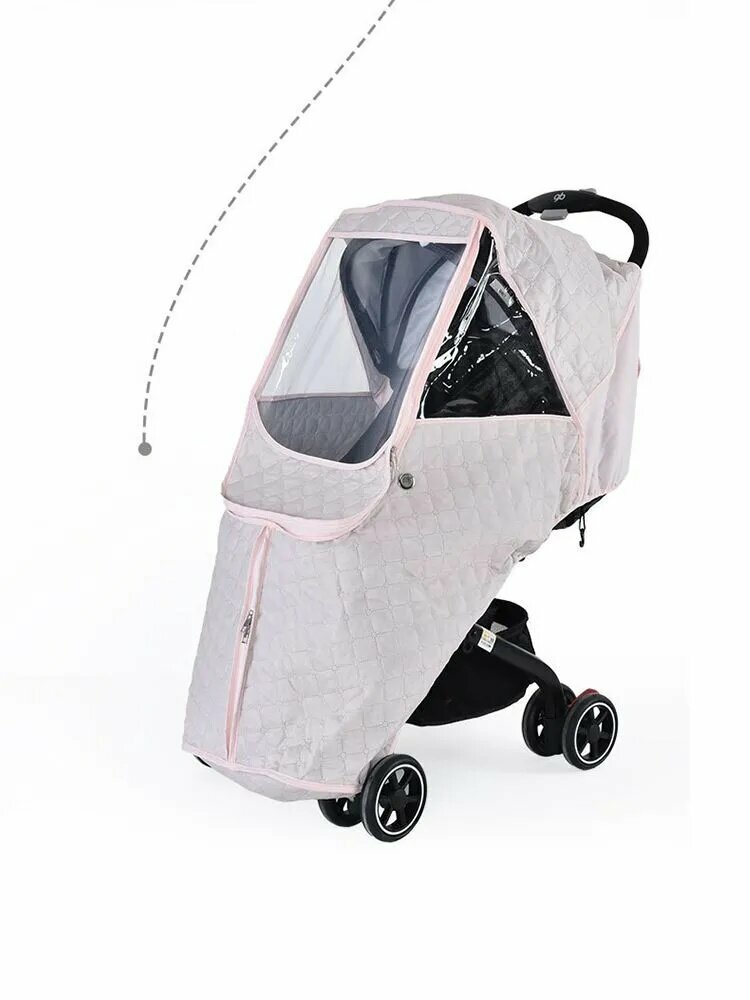 Зимний чехол на коляску, розовый