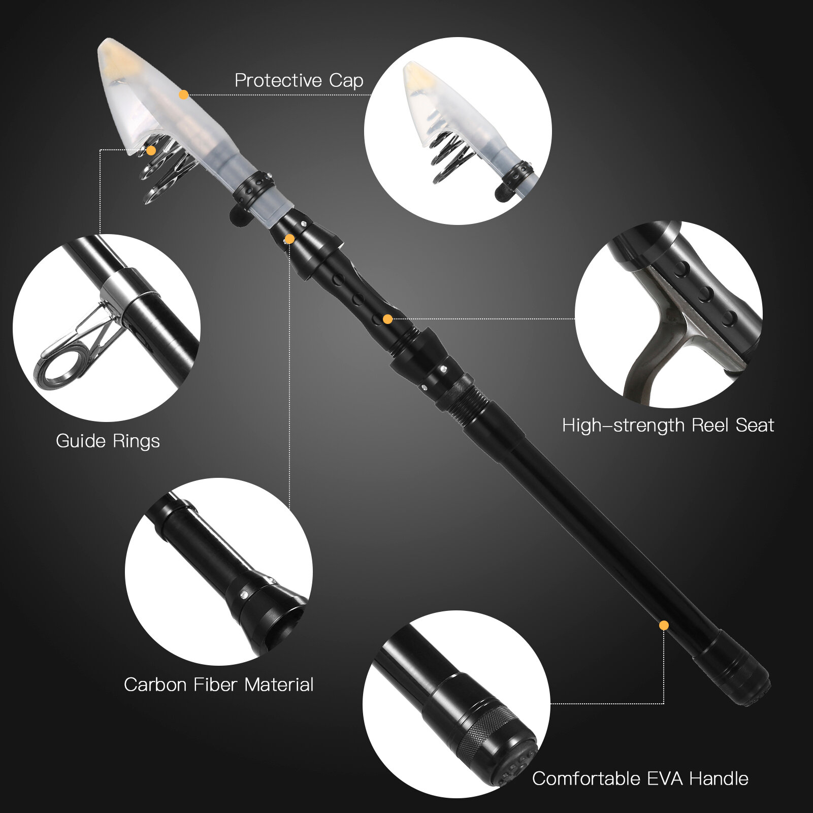 Комплект из удочки и катушки Комплект из телескопической удочки и спиннинговой катушки Леска Приманки Крючки Вертлюжки Набор Рыболовные принадлежности с ящиком для снастей