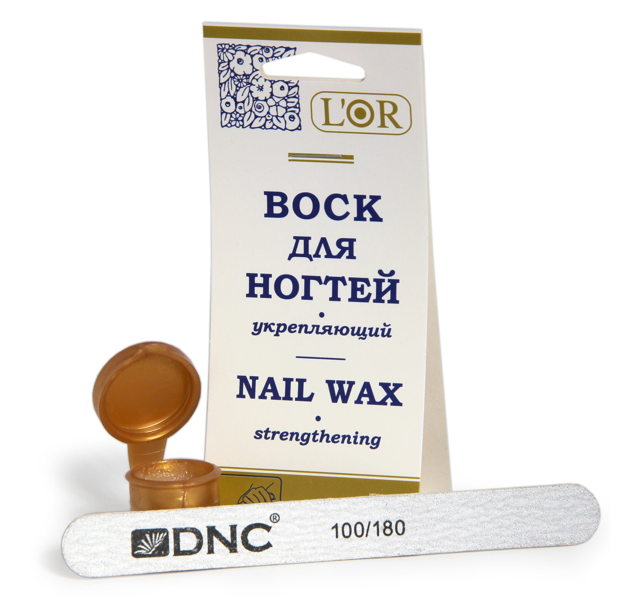 L'Or Воск для ногтей и кутикулы укрепляющий 5мл + Пилочка для ногтей