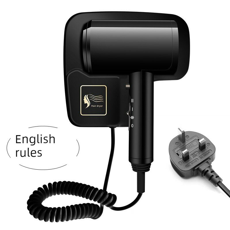 Фен для гостиниц, настенный фен Atour с высокой мощностью, 110 В, без сверления 8810A Черная модель с вилкой стандарта