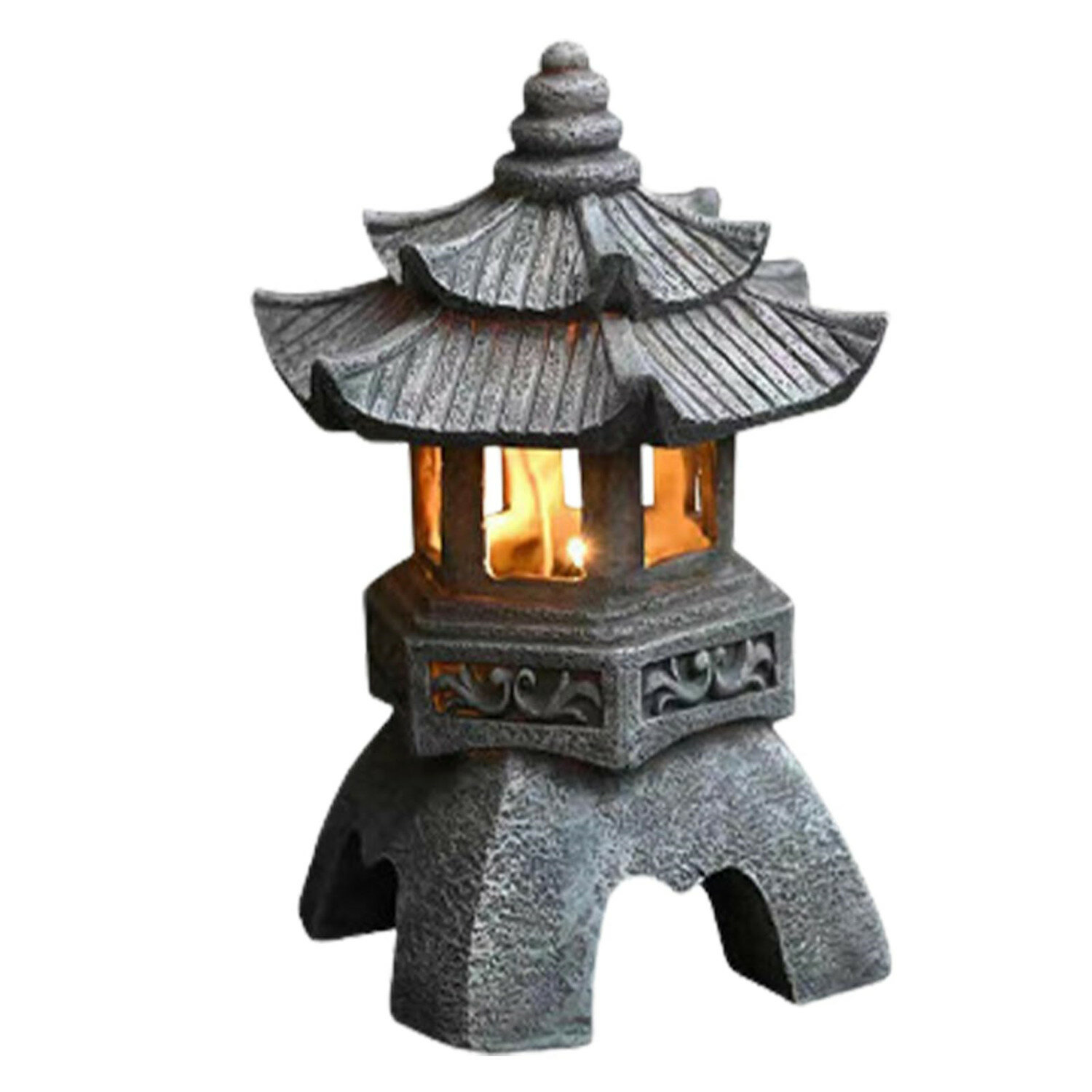 Солнечные световые украшения для садов Zen, японские фонарики, старинные фонарики, статуэтки Будды, солнечные садовые свет, солнечные пагоды, уличные солнечные дворовые фонарики, смоляные дворовые лампы, материал смола, размер 14.5x14.5x26 см, вес 1000
